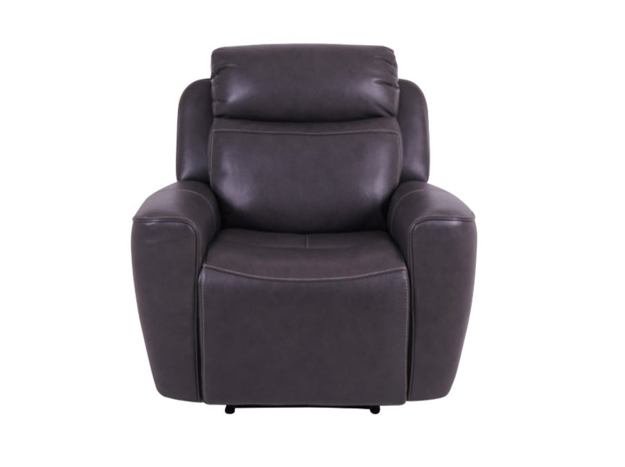 Eiger Grey Leather Armchair Power Recliner With Headrest